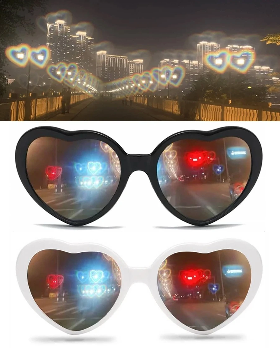 Heart Design Diffraction Sunglasses – Lavender Constellation 🌙
