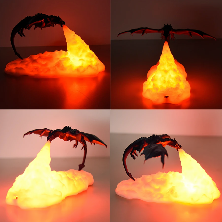 3D LED Realistic Dragon Lamp Night Light – Lavender Constellation 🌙